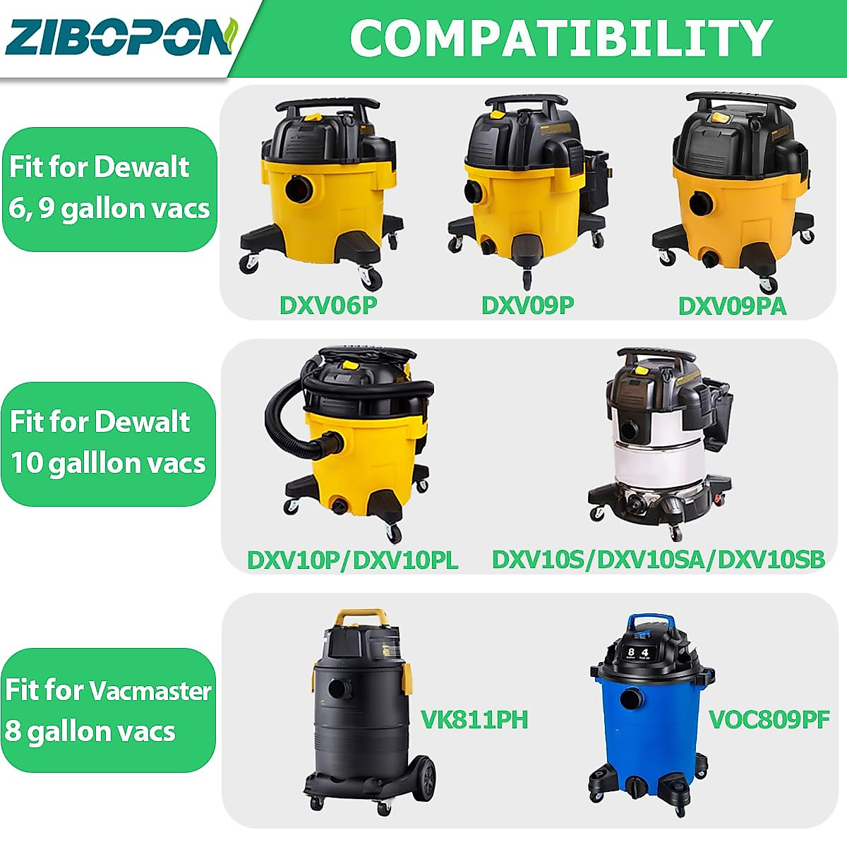 5 Pack DXVA19-4101 Replacement Filter Bags for DEWALT 6-10 Gallon Wet/Dry Vacuum Models DXV06P, DXV09P, DXV10P, DXV10S