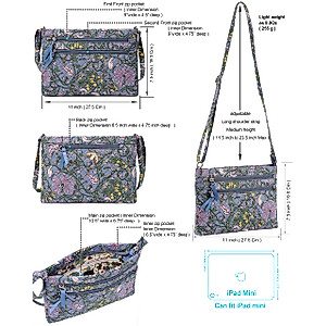 Brentano Cotton quilted Multi-zipper crossbody purse (BOHO WILDERNESS)