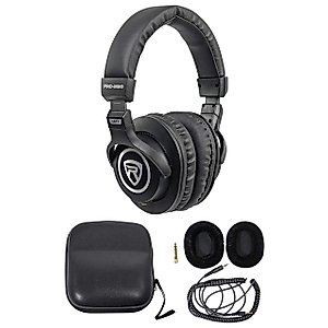 Soundcraft Notepad-5 Channel Podcast Mixer Podcasting Interface Bundle with Rockville PRO-M50 Studio Headphones, RMC-XLR Handheld Wired Mic and RTMS21 Desktop Tripod Mic Stand with Pop Filter