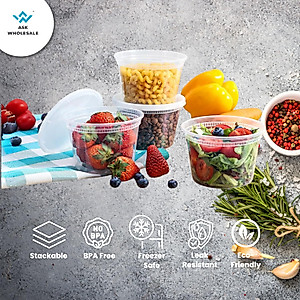 ASK WHOLESALE Food Storage Containers, 16 oz, Deli Containers With Lids: Leakproof, Microwave/Dishwasher/Freezer Safe, BPA-Free Plastic, Reusable, Ideal for Soups, Stews, Deli Foods, Pack of 80