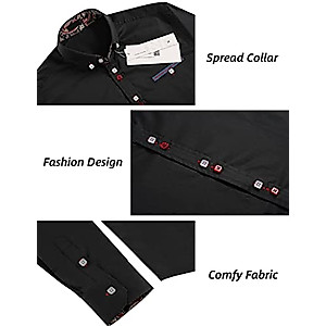 Coofandy Mens Fashion Slim Fit Dress Shirt Casual Shirt,01-black,Medium