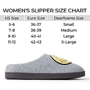 Dearfoams Smile Icon Retro Preppy Men's & Women's Slipper, Women's Grey, Medium