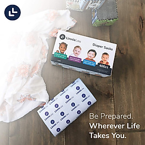 LinnieLou Disposable Diaper Sack Portable Essentials kit, (400 Pack), Blue