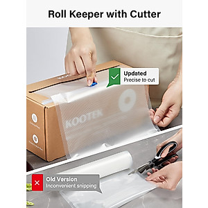 Kootek 11" x 150' Vacuum Sealer Bags Roll for Food with Cutter Dispenser, Commercial Grade Vacuum Seal Bags, BPA Free, Customized Size Food Bags for Storage, Meal Prep and Sous Vide