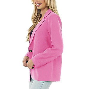 PRETTODAY Women's Casual Blazers Leopard Print Open Front Long Sleeve Work Office Jackets Blazer with Pockets (Pink,Small)