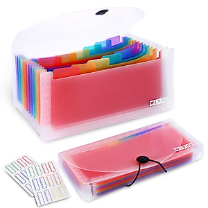 2 Pack 13-Pockets Expanding Accordion File Folder Mini Organizer Wallet for Storage Invoice/Receipt/Cards/Coupon/Tickets