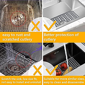 Silicone Sink Mat Protectors for Kitchen 16.2''x 12.5'' JOOKKI Kitchen Sink Protector Grid for Farmhouse Stainless Steel Accessory with Center Drain