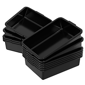 Knifefish 12 Packs Bus Utility Box, 13 L Plastic Restaurant Bus Tubs Tote, Black