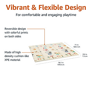 Amazon Basics Foldable Baby Crawling Play Mat, Reversible, Waterproof - 78.7" x 71" x 0.6"