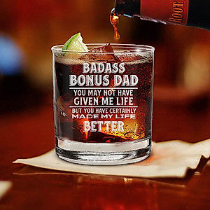 shop4ever Stepdad You May Not Have Given Me Life But You Certainly Made My Life Better Engraved Whiskey Glass, Father's Day Gift 11 oz.