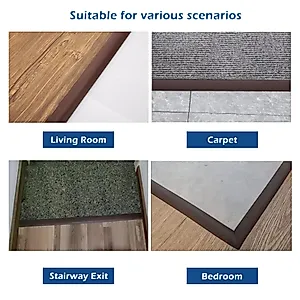 3.3Ft Self-Adhesive Floor Transition Strip, 1/2''~3/5'' Height Carpet to Tile Floor Divider Strip Reducer Peel and Stick Floor Edging Trim Strip Doorway Threshold Cover for Laminate Floor Mat (Coffee)