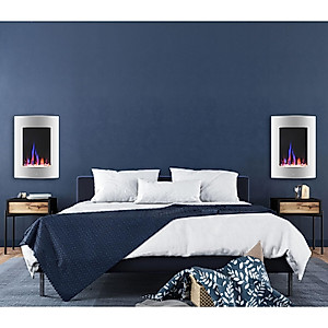 Cambridge 19.5" Curved Vertical Color Changing Wall Mount Electric Fireplace with Crystal LED Display, Remote