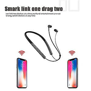 ESSONIO Bluetooth Headphones Wireless Bluetooth Neckband Headphones Neckband Bluetooth Earbuds Headset Noise Cancelling with Microphone Magnetic(in-Ear-Black)