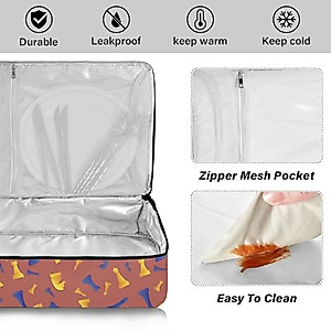 Kcldeci Insulated Thermal Food Carrier Insulated Casserole Carrier for Hot or Cold Food,Yellow and Blue Chess Figures Insulated Tote Bag for Potluck Cookouts Parties Picnic,Lasagna Lugger