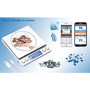 Lab Scale, Pill Counting Tray, Yarn Scale, 500g / 0.01g Precision, Analytical Balance, Wireless, Weight Recording, Data CSV Export, USB Rechargeable, Portable, Accurate, Metal Stainless Steel