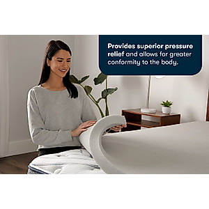 Serta Graphite Infused Pressure-Relieving Memory Foam Mattress Topper, 2 Inch, Full
