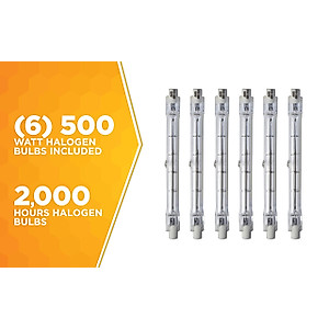 Woods L15 L15SW 500 Watt Quartz Halogen Replacement Bulbs, 6 Pack, 6 Count (Pack of 1), Multi
