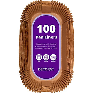 DecoPac 2lb Loaf Pan Liners, 100 Pack, Non-Stick Siliconized Greaseproof Paper, Baking Liner for Baking Bread, Cakes, Banana Bread, Parchment Paper, Air Fryer Liner