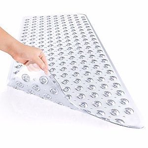 AmazerBath Bath Tub Mat, 40 x 16 Inches Non-Slip Shower Mats with Suction Cups and Drain Holes, Bathtub Mats Bathroom Mats Machine Washable, Clear