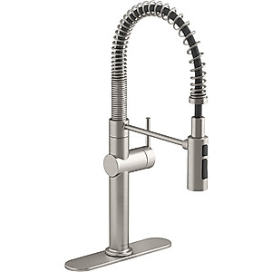 Kohler K-22973-VS Crue Kitchen Sink Faucet, Pre-Rinse Kitchen Faucet, Commercial Faucet, Vibrant Stainless, 2X-Large