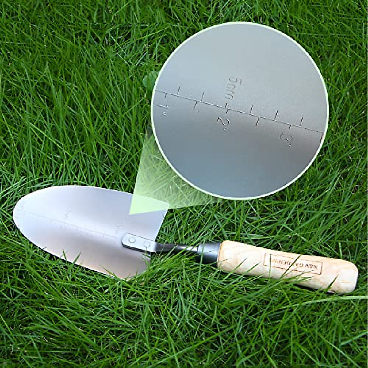 N&V Gardening Tools Set, 3 Pcs Garden Tools Set, Nickel Plated Stainless Steel Heavy Duty Gardening Tools Kit, Hand Trowel, Dibble and Hand Rake