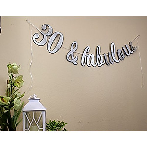 All About Details 30 & Fabulous Cursive Banner (Black & Silver)
