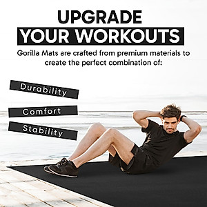Premium Extra Large Exercise Mat - 8' x 4' x 1/4" Ultra Durable, Non-Slip, Workout Mats for Home Gym Flooring - Jump, Cardio, MMA Mat - Use With or Without Shoes (96" Long x 48" Wide x 6mm Thick)
