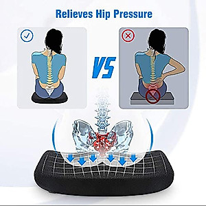 Tsumbay Memory Foam Seat Cushion, Office Soft Seat Cushion with Carry Handle, Washable Cover, Comfortable Coccyx Cushion for Home Office Chair Pad, Car Seat, Wheelchair -Black