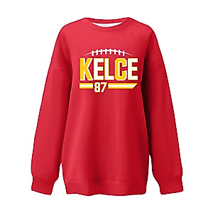 Squatch King KC Kelce Sweatshirts Shirts for Women Oversized Crewneck Kelce Sweatshirt Long Sleeve Loose Fit Hoodie Pullover