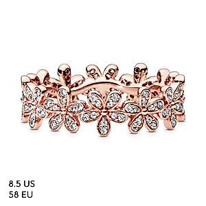 PANDORA Dazzling Daisy Ring, PANDORA Rose, Clear Cubic Zirconia, Size 8.5