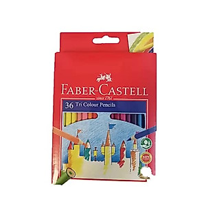 Faber-Castell 36 Colors Tri/Triangular Easy Grip Colored Pencils Pre-sharpened for Kids and Adult Coloring Book,Ideal for Christmas Gifts (Pack of 36)