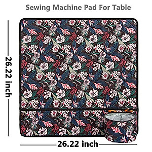 PACMAXI Sewing Machine Accessories Storage and Pad Set, Water-Resistant Floral Sewing Accessories Organizer