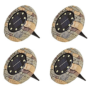 Bell+Howell Disk Lights Stone 8-Bulb Auto On/Off Outdoor Camouflaged LED Lighting As Seen On TV