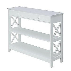 Convenience Concepts Oxford 1 Drawer Console Table with Shelves, White