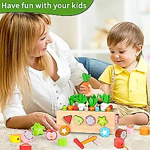 JUZBOT Montessori Toys Wooden Educational Learning Toys for 1 2 3 4 Year Old, Toddler Boy Girl Toy Gift Wood Preschool Fine Motor Skills Learning Games