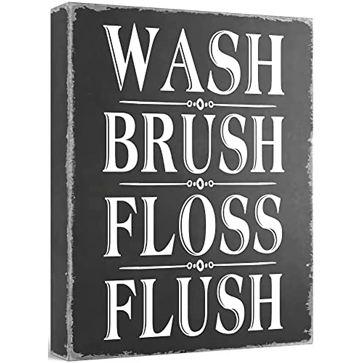 Barnyard Designs Wash Brush Floss Flush Box Sign Rustic Primitive Farmhouse Country Bathroom Home Decor Sign 10” x 8”