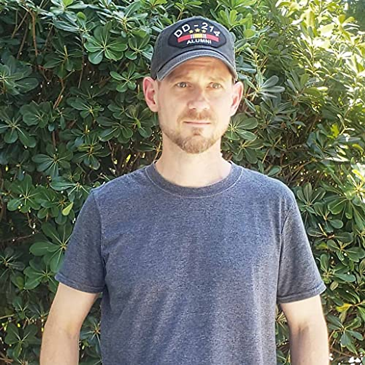 VetFriends.com US Veteran Hat with DD-214 Alumni Text and National Service Ribbon Graphic - Embroidered Adjustable Vintage Washed Gray