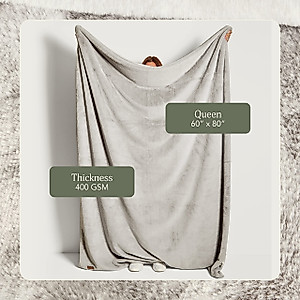 UnHide Lil’ Marsh - Faux Fur Blanket - Durable, Lightweight, Extra Soft Blanket - Machine Washable - Add a Layer of Softness to Any Bed, Couch, or Reading Chair - Greige, Medium (60" x 80")