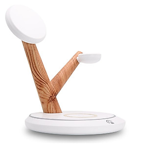 Tree Design Wireless Charger, 4 in 1 Qi Charging Station Stand for Multiple Devices, Charging Station for iPhone 15 14 13 12 Series, Apple Watch Ultra/SE/9/8/7/6/5/4/3/2 and AirPods (White)