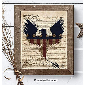 American Pride Dictionary Wall Art - 8X10 US Constitution Poster for Office or Home Decor - Patriotic Gift for Americana Fans - Vintage Decoration - Memorial, Veterans Day or 4th of July Print
