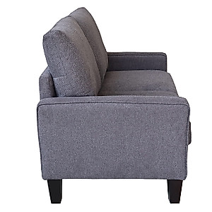 Lepfun Modern Couch 53" Loveseat Linen Fabric Tufted Love Seat Sofa for Living Room Small Apartment in Dark Grey