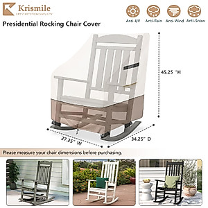 Krismile Outdoor Rocking Chair Cover 2 Pack,Heavy Duty Waterproof Patio Rocking Chairs Cover for 27" W x 34" D x 45" H Presidential Rocking Chair(Beige,Cover Only)