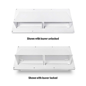 Camp'N RV Exhaust Vent Cover - RV Range Hood Vent/RV Range Hood Cover/Sidewall Vent w/Locking Flap (White)