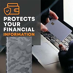 Conceal Plus Slide Up Wallet for Men, Secure Scan Proof Wallet with Pop Up Card Wallet Once Click Acess - Makes a Great Gift or Travel Wallet (Gray PU Camo & Titanium Metal)