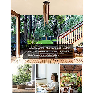 FunCee Handmade Bamboo Wind Chimes for Outside, 33 inch Large Coconut Top, Clearance & Deep Tune Wooden Windchimes, Home Decor for Outdoors & Indoors, Patio Lawn Garden