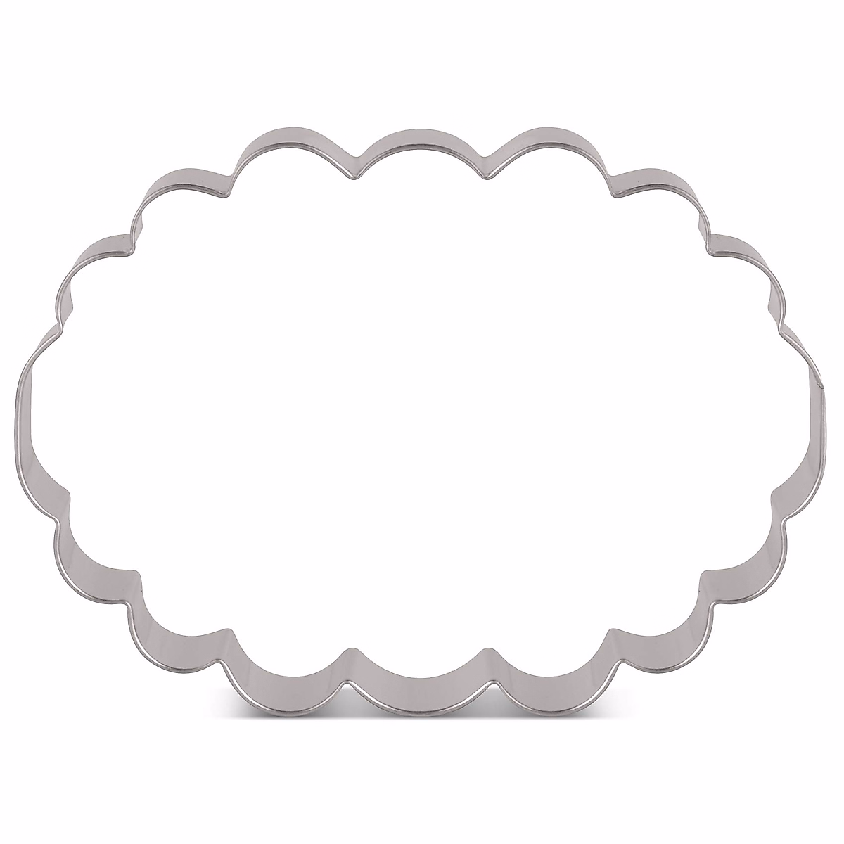 LILIAO Scalloped Edge Plaque Cookie Cutter Frame Sandwich Fondant Biscuit Cutter - 4.8 x 2.9 inches - Stainless Steel - by Janka