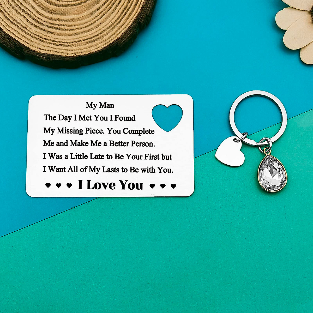 Boyfriend Metal Wallet Card Anniversary Wallet Insert Card for Men Valentines Day Gift for Boyfriend Husband Couple Gifts To My Man Engraved Card Wedding Christmas Birthday Engagement Gifts for Him