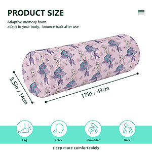 Vnurnrn Sea Travel Mermaid Neck Support Pillow Round Neck Roll Bolster Cylinder Pillow Cervical Pillows Travel Pillow for Leg Knee Back Head Support for Work Men Women Bed
