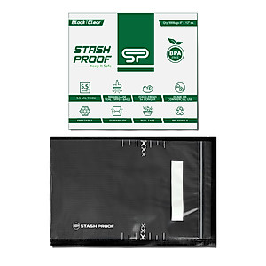 Stash Proof Resealable Zipper Vacuum Seal Bags 8" x 12" (100 Count) 5.5 Mil (Black and Clear) - BPA Free Commerical Grade Food Saver for Storage, Sous Vide, and Meal Prep Sealer Bag