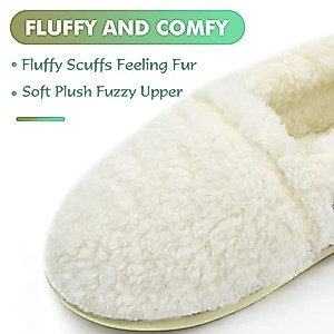 COFACE Womens Slippers Fuzzy Memory Foam Soft Plush Sherpa Fleece Lining Slippers For Women With Cozy Cushion Ladies Lightweight Warm Cloud Slippers Beige Size 8